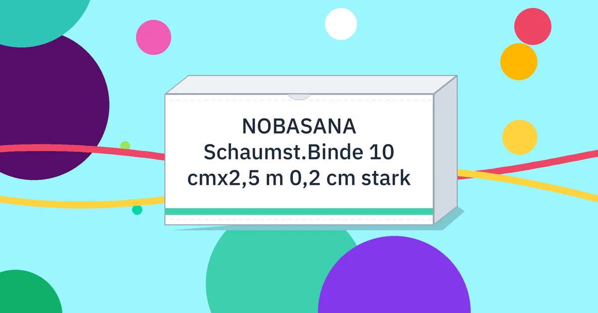 Symbolbild: Packung mit der Aufschrift NOBASANA Schaumst.Binde 10 cmx2,5 m 0,2 cm stark (PZN 11638208) – Verfügbarkeit und Bezug in Apotheken in Frankfurt am Main