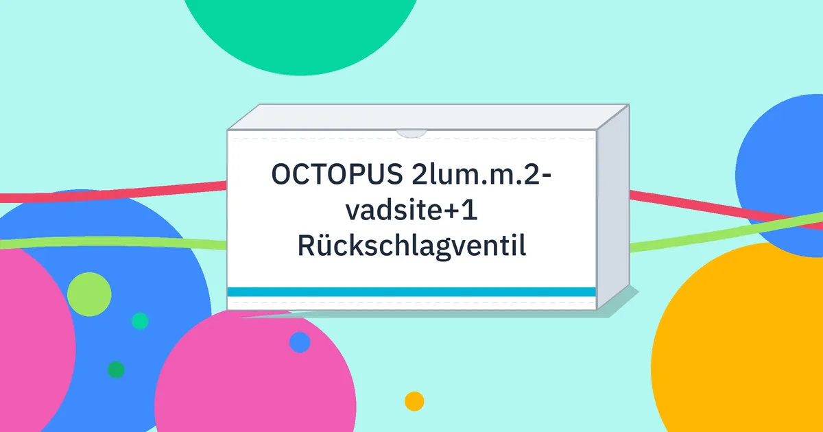 Symbolbild: Packung mit der Aufschrift OCTOPUS 2lum.m.2-vadsite+1 Rückschlagventil (PZN 16615436) – Verfügbarkeit und Bezug in Apotheken in Frankfurt am Main