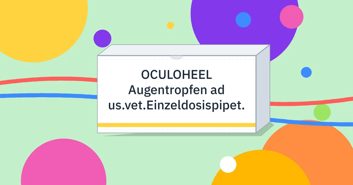Symbolbild: Packung mit der Aufschrift OCULOHEEL Augentropfen ad us.vet.Einzeldosispipet. (PZN 06559470) – Verfügbarkeit und Bezug in Apotheken in Frankfurt am Main