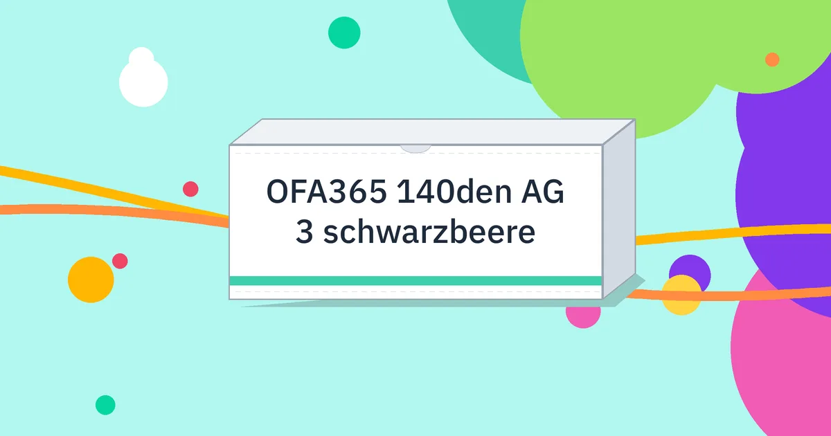 Symbolbild: Packung mit der Aufschrift OFA365 140den AG 3 schwarzbeere (PZN 16722994) – Verfügbarkeit und Bezug in Apotheken in Frankfurt am Main