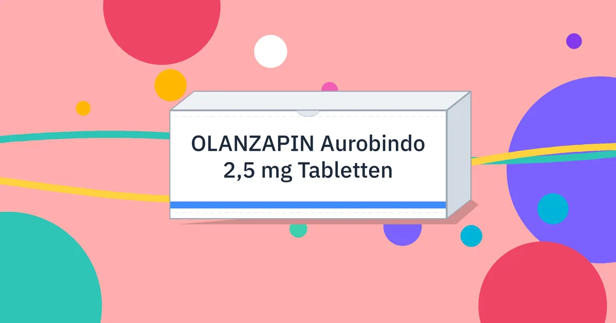 Symbolbild: Packung mit der Aufschrift OLANZAPIN Aurobindo 2,5 mg Tabletten (PZN 09618173) – Verfügbarkeit und Bezug in Apotheken in Frankfurt am Main