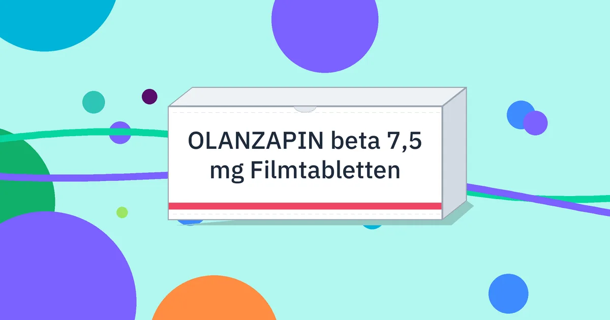 Symbolbild: Packung mit der Aufschrift OLANZAPIN beta 7,5 mg Filmtabletten (PZN 08832881) – Verfügbarkeit und Bezug in Apotheken in Frankfurt am Main