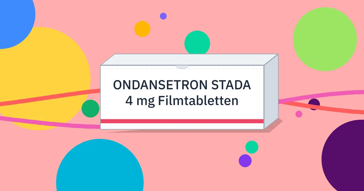 Symbolbild: Packung mit der Aufschrift ONDANSETRON STADA 4 mg Filmtabletten (PZN 19976092) – Verfügbarkeit und Bezug in Apotheken in Frankfurt am Main