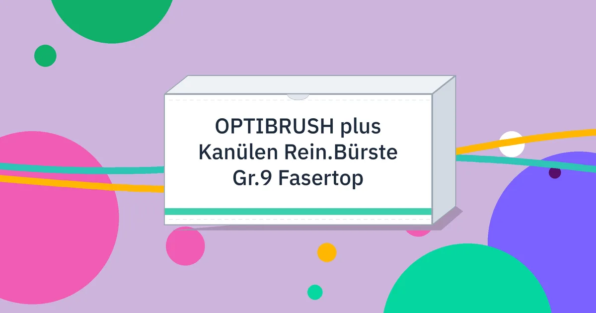 Symbolbild: Packung mit der Aufschrift OPTIBRUSH plus Kanülen Rein.Bürste Gr.9 Fasertop (PZN 11579919) – Verfügbarkeit und Bezug in Apotheken in Frankfurt am Main