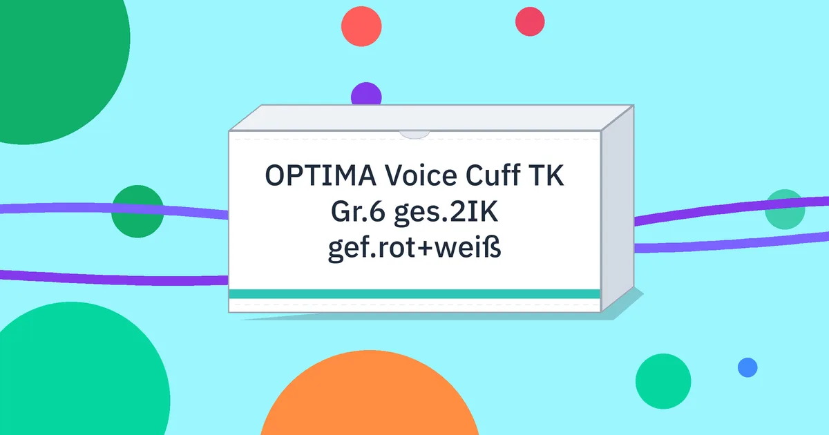 Symbolbild: Packung mit der Aufschrift OPTIMA Voice Cuff TK Gr.6 ges.2IK gef.rot+weiß (PZN 10287847) – Verfügbarkeit und Bezug in Apotheken in Frankfurt am Main