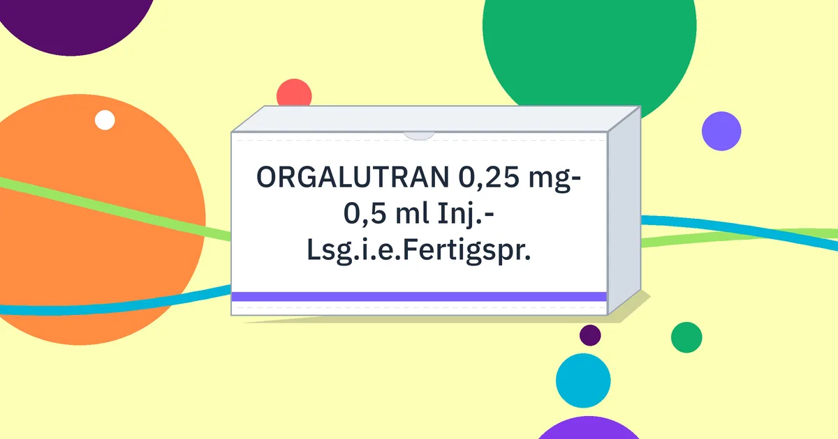 Symbolbild: Packung mit der Aufschrift ORGALUTRAN 0,25 mg-0,5 ml Inj.-Lsg.i.e.Fertigspr. (PZN 15404128) – Verfügbarkeit und Bezug in Apotheken in Frankfurt am Main