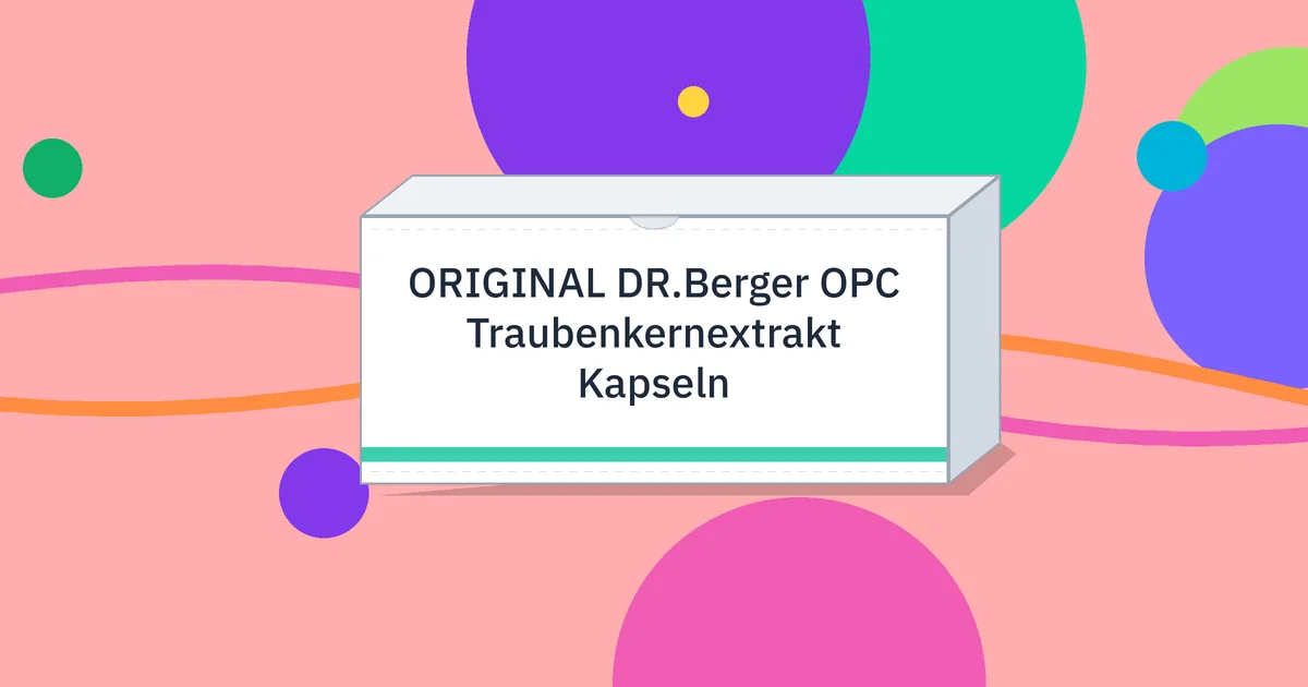 Symbolbild: Packung mit der Aufschrift ORIGINAL DR.Berger OPC Traubenkernextrakt Kapseln (PZN 16369635) – Verfügbarkeit und Bezug in Apotheken in Frankfurt am Main