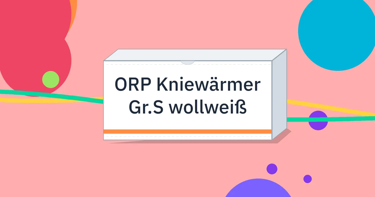 Symbolbild: Packung mit der Aufschrift ORP Kniewärmer Gr.S wollweiß (PZN 04901958) – Verfügbarkeit und Bezug in Apotheken in Frankfurt am Main