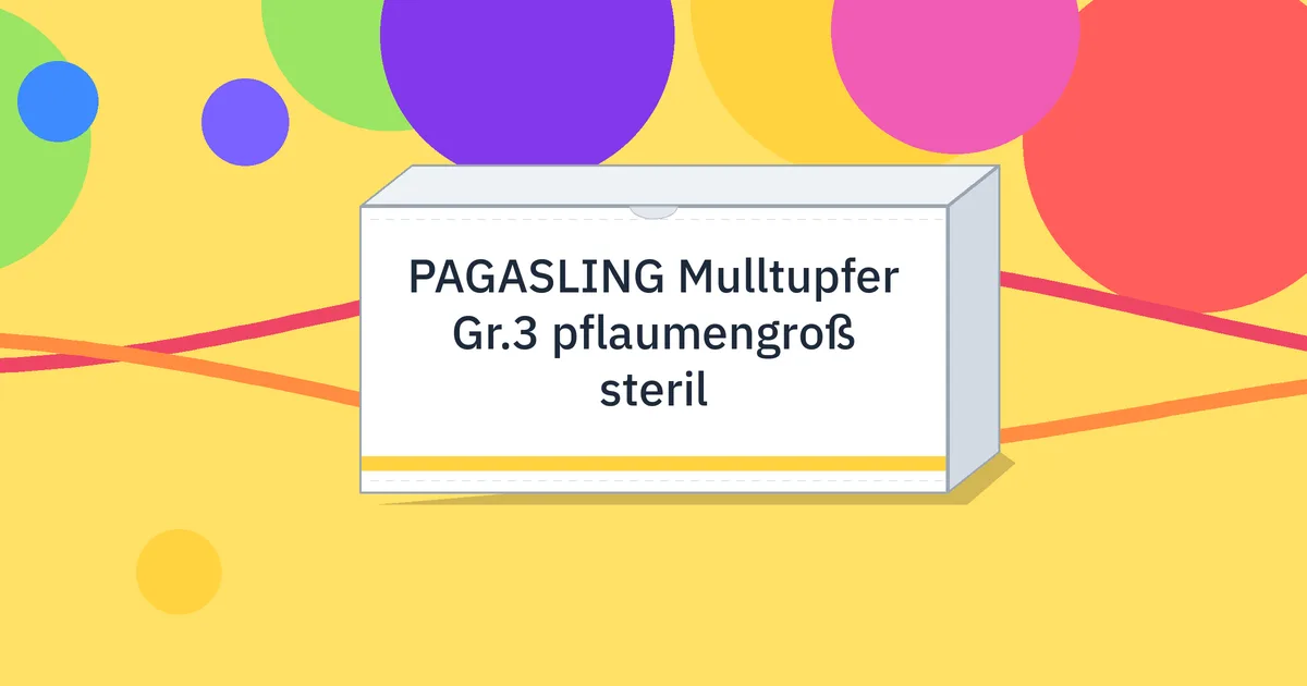 Symbolbild: Packung mit der Aufschrift PAGASLING Mulltupfer Gr.3 pflaumengroß steril (PZN 12726469) – Verfügbarkeit und Bezug in Apotheken in Frankfurt am Main