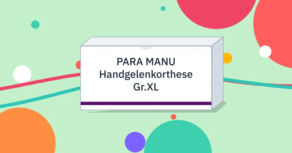 Symbolbild: Packung mit der Aufschrift PARA MANU Handgelenkorthese Gr.XL (PZN 06989905) – Verfügbarkeit und Bezug in Apotheken in Frankfurt am Main