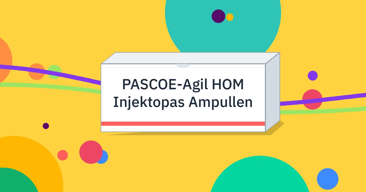 Symbolbild: Packung mit der Aufschrift PASCOE-Agil HOM Injektopas Ampullen (PZN 05952610) – Verfügbarkeit und Bezug in Apotheken in Frankfurt am Main
