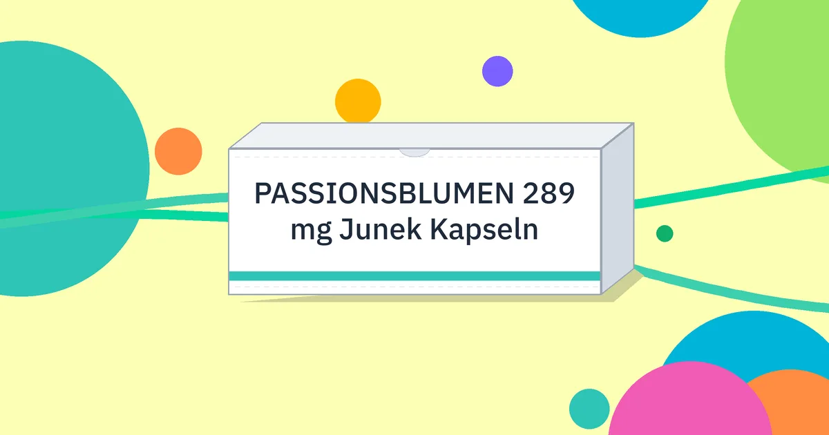 Symbolbild: Packung mit der Aufschrift PASSIONSBLUMEN 289 mg Junek Kapseln (PZN 01095310) – Verfügbarkeit und Bezug in Apotheken in Frankfurt am Main