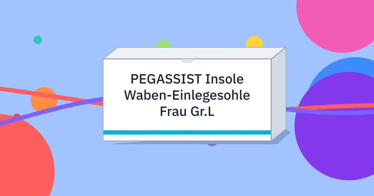 Symbolbild: Packung mit der Aufschrift PEGASSIST Insole Waben-Einlegesohle Frau Gr.L (PZN 14255206) – Verfügbarkeit und Bezug in Apotheken in Frankfurt am Main