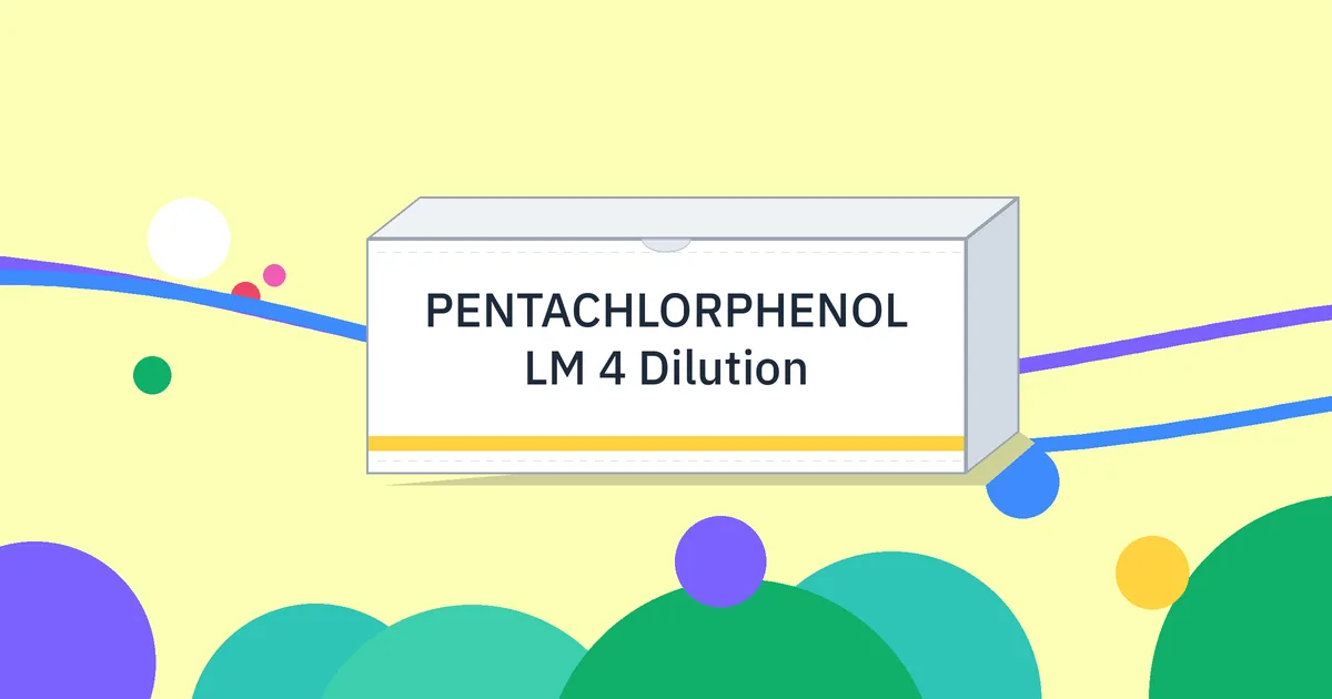 Symbolbild: Packung mit der Aufschrift PENTACHLORPHENOL LM 4 Dilution (PZN 13634060) – Verfügbarkeit und Bezug in Apotheken in Frankfurt am Main