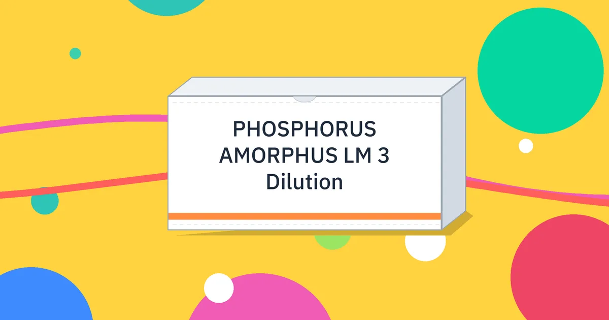 Symbolbild: Packung mit der Aufschrift PHOSPHORUS AMORPHUS LM 3 Dilution (PZN 13034319) – Verfügbarkeit und Bezug in Apotheken in Frankfurt am Main