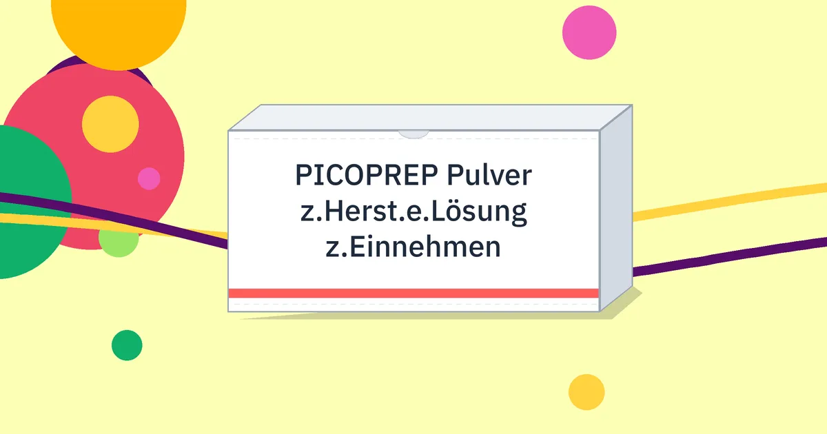Symbolbild: Packung mit der Aufschrift PICOPREP Pulver z.Herst.e.Lösung z.Einnehmen (PZN 06116790) – Verfügbarkeit und Bezug in Apotheken in Frankfurt am Main