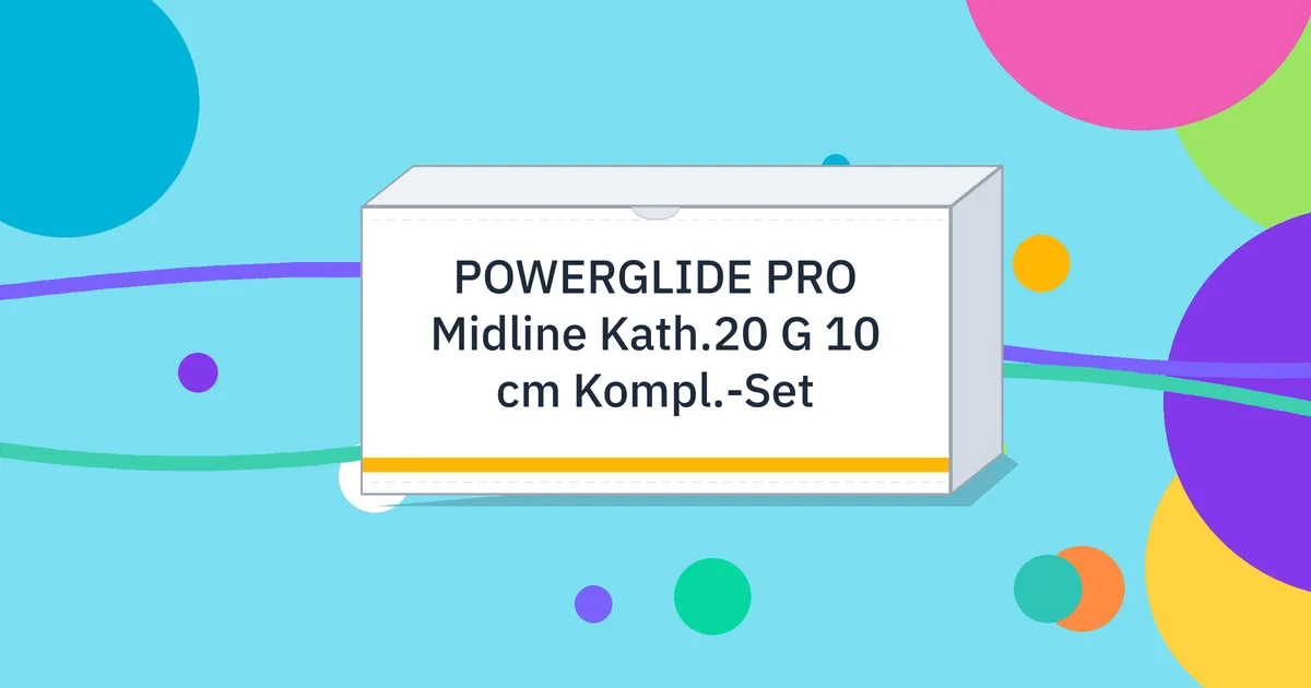 Symbolbild: Packung mit der Aufschrift POWERGLIDE PRO Midline Kath.20 G 10 cm Kompl.-Set (PZN 17151335) – Verfügbarkeit und Bezug in Apotheken in Frankfurt am Main