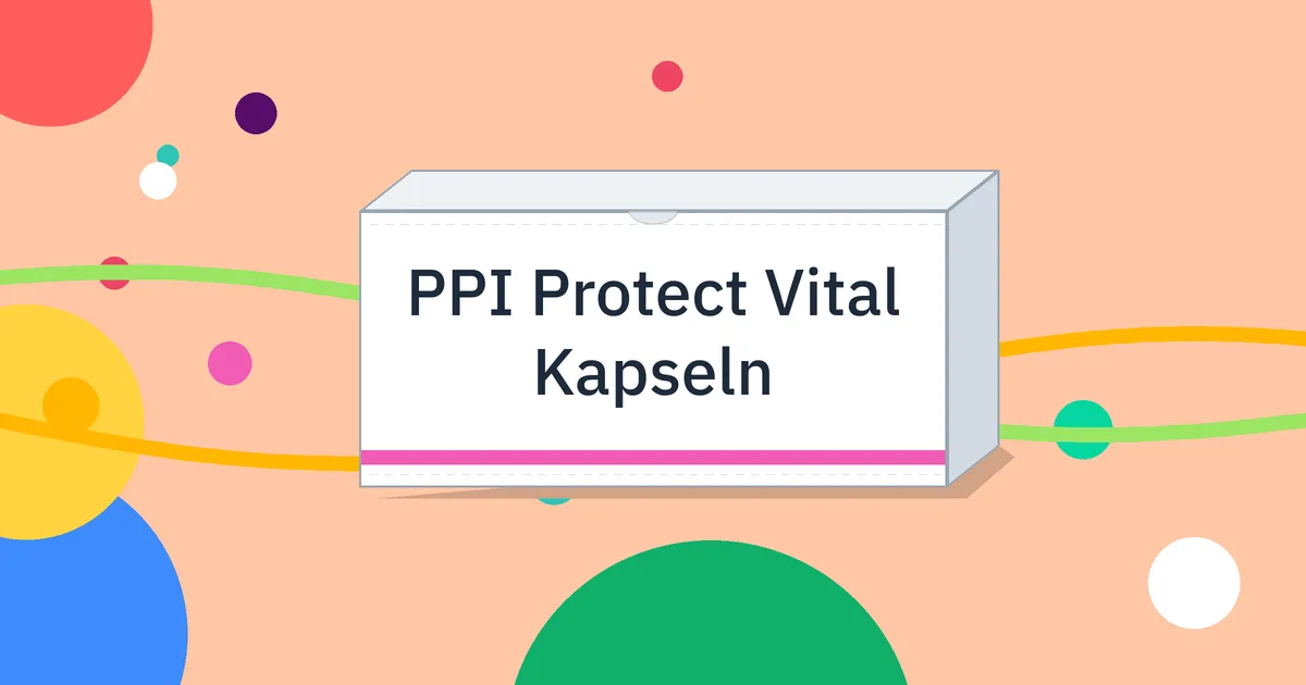 Symbolbild: Packung mit der Aufschrift PPI Protect Vital Kapseln (PZN 16227527) – Verfügbarkeit und Bezug in Apotheken in Frankfurt am Main