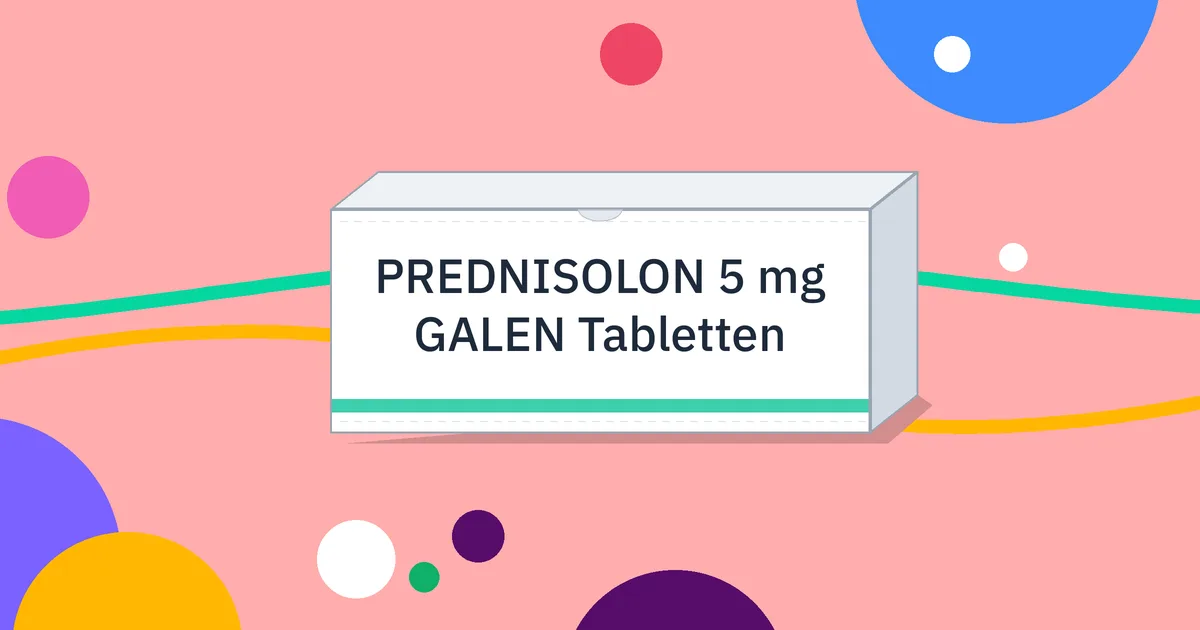 Symbolbild: Packung mit der Aufschrift PREDNISOLON 5 mg GALEN Tabletten (PZN 00745817) – Verfügbarkeit und Bezug in Apotheken in Frankfurt am Main