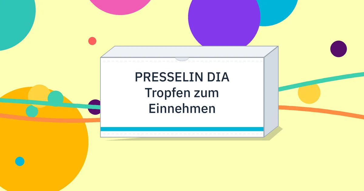 Symbolbild: Packung mit der Aufschrift PRESSELIN DIA Tropfen zum Einnehmen (PZN 01921133) – Verfügbarkeit und Bezug in Apotheken in Frankfurt am Main
