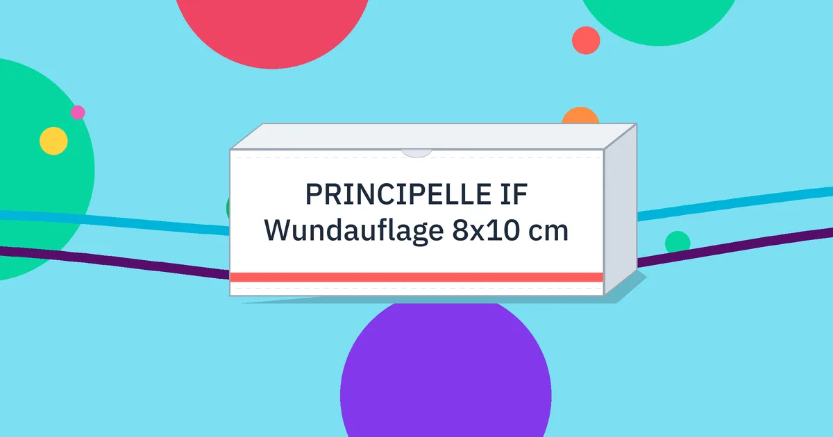 Symbolbild: Packung mit der Aufschrift PRINCIPELLE IF Wundauflage 8x10 cm (PZN 09946428) – Verfügbarkeit und Bezug in Apotheken in Frankfurt am Main