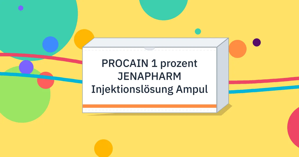 Symbolbild: Packung mit der Aufschrift PROCAIN 1 prozent JENAPHARM Injektionslösung Ampul (PZN 06342954) – Verfügbarkeit und Bezug in Apotheken in Frankfurt am Main