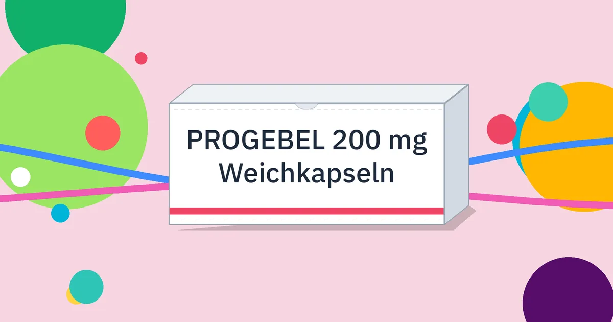 Symbolbild: Packung mit der Aufschrift PROGEBEL 200 mg Weichkapseln (PZN 19224133) – Verfügbarkeit und Bezug in Apotheken in Frankfurt am Main