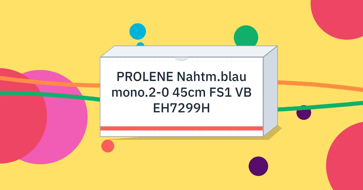 Symbolbild: Packung mit der Aufschrift PROLENE Nahtm.blau mono.2-0 45cm FS1 VB EH7299H (PZN 19760707) – Verfügbarkeit und Bezug in Apotheken in Frankfurt am Main