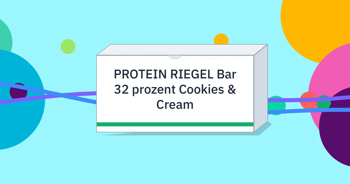 Symbolbild: Packung mit der Aufschrift PROTEIN RIEGEL Bar 32 prozent Cookies & Cream (PZN 12424231) – Verfügbarkeit und Bezug in Apotheken in Frankfurt am Main