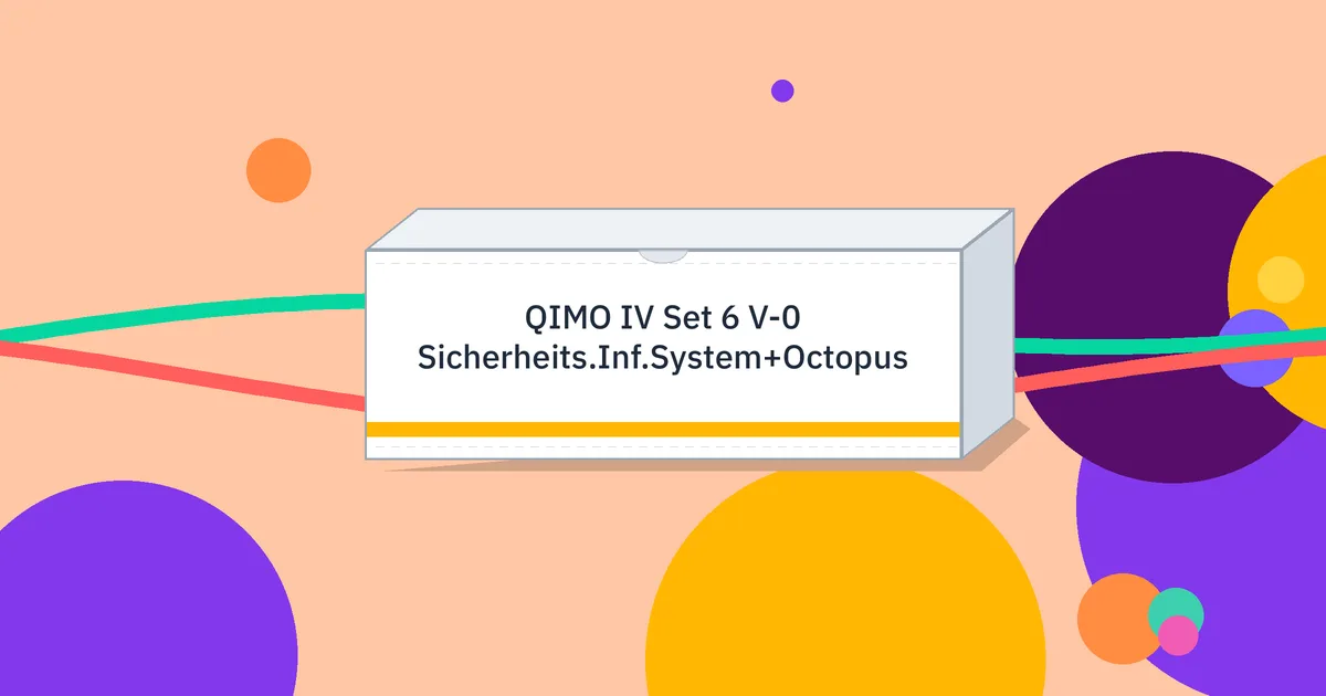 Symbolbild: Packung mit der Aufschrift QIMO IV Set 6 V-0 Sicherheits.Inf.System+Octopus (PZN 14288329) – Verfügbarkeit und Bezug in Apotheken in Frankfurt am Main