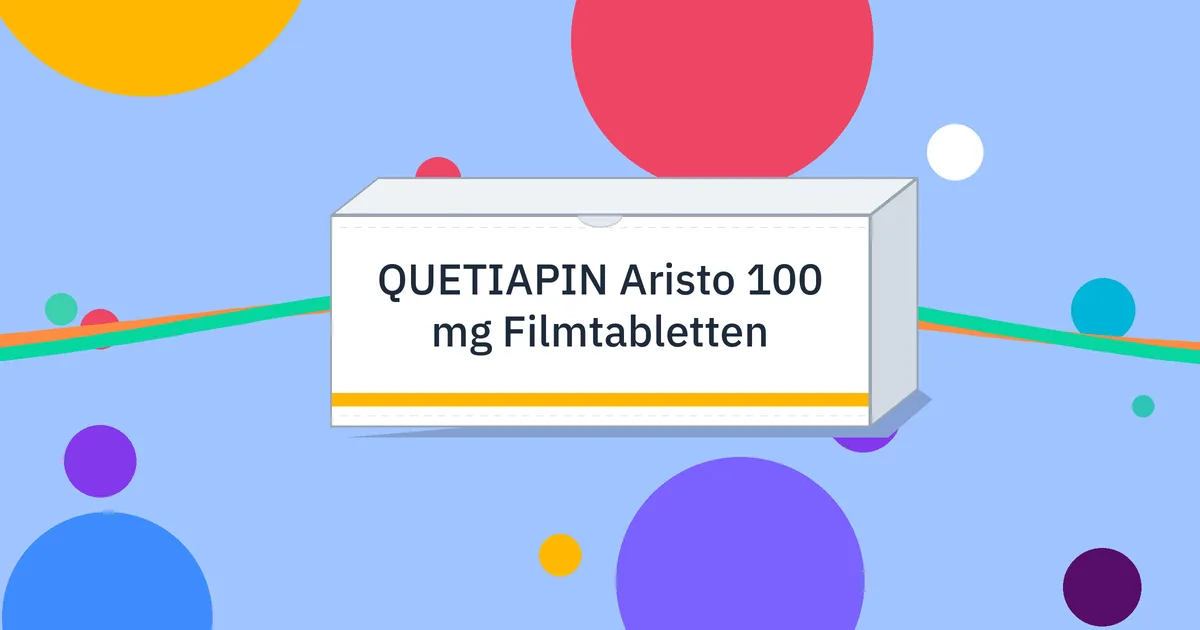 Symbolbild: Packung mit der Aufschrift QUETIAPIN Aristo 100 mg Filmtabletten (PZN 14385736) – Verfügbarkeit und Bezug in Apotheken in Frankfurt am Main