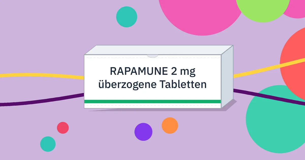 Symbolbild: Packung mit der Aufschrift RAPAMUNE 2 mg überzogene Tabletten (PZN 09197205) – Verfügbarkeit und Bezug in Apotheken in Frankfurt am Main