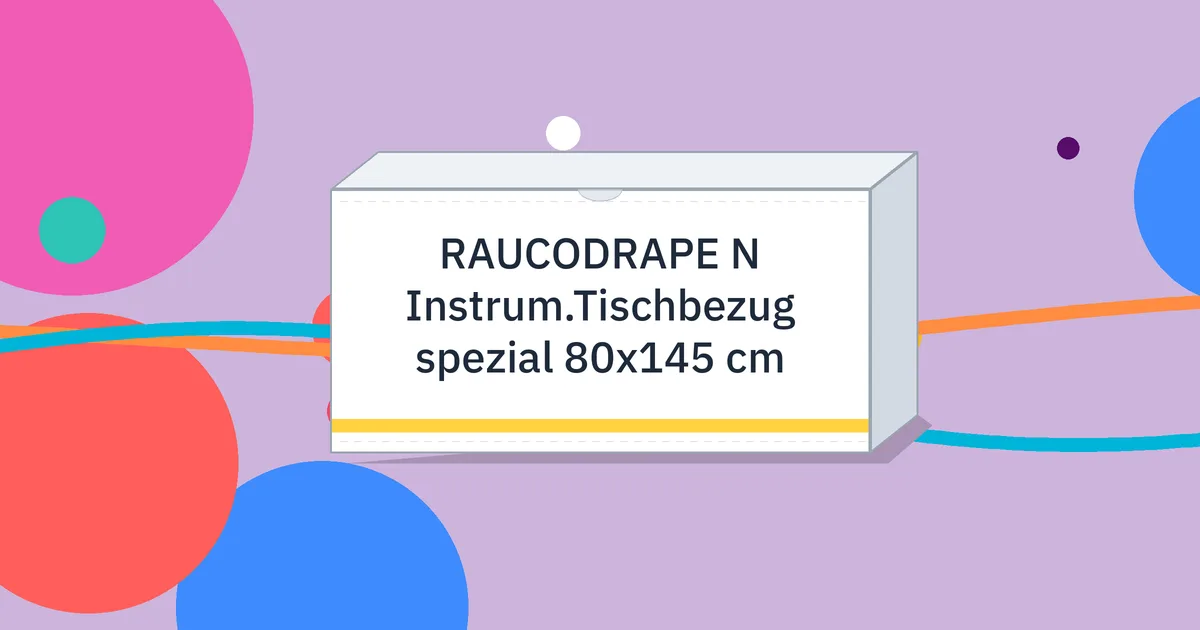 Symbolbild: Packung mit der Aufschrift RAUCODRAPE N Instrum.Tischbezug spezial 80x145 cm (PZN 06680591) – Verfügbarkeit und Bezug in Apotheken in Frankfurt am Main