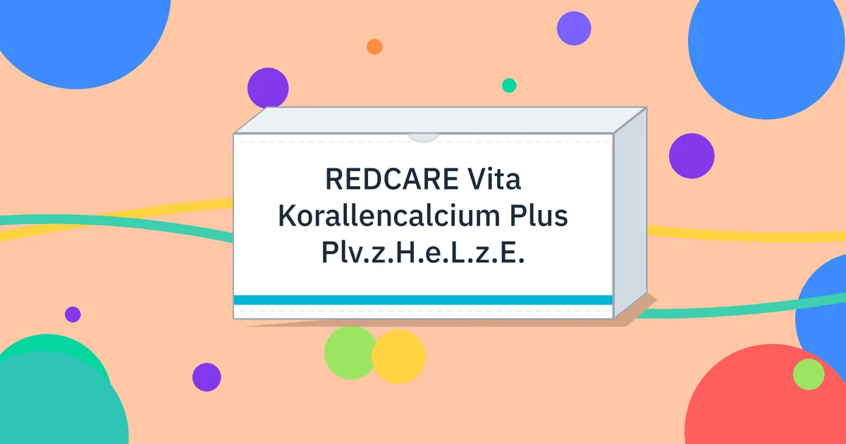 Symbolbild: Packung mit der Aufschrift REDCARE Vita Korallencalcium Plus Plv.z.H.e.L.z.E. (PZN 19726231) – Verfügbarkeit und Bezug in Apotheken in Frankfurt am Main
