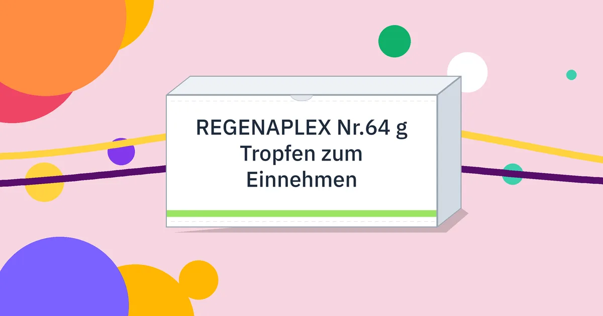 Symbolbild: Packung mit der Aufschrift REGENAPLEX Nr.64 g Tropfen zum Einnehmen (PZN 06631641) – Verfügbarkeit und Bezug in Apotheken in Frankfurt am Main