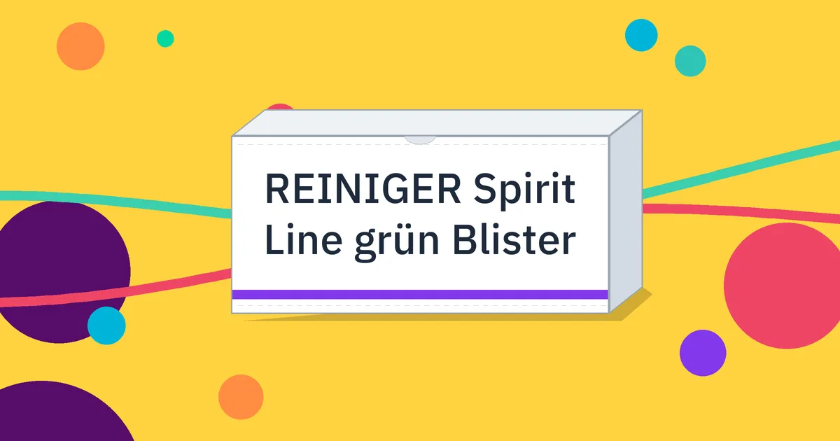 Symbolbild: Packung mit der Aufschrift REINIGER Spirit Line grün Blister (PZN 01589271) – Verfügbarkeit und Bezug in Apotheken in Frankfurt am Main