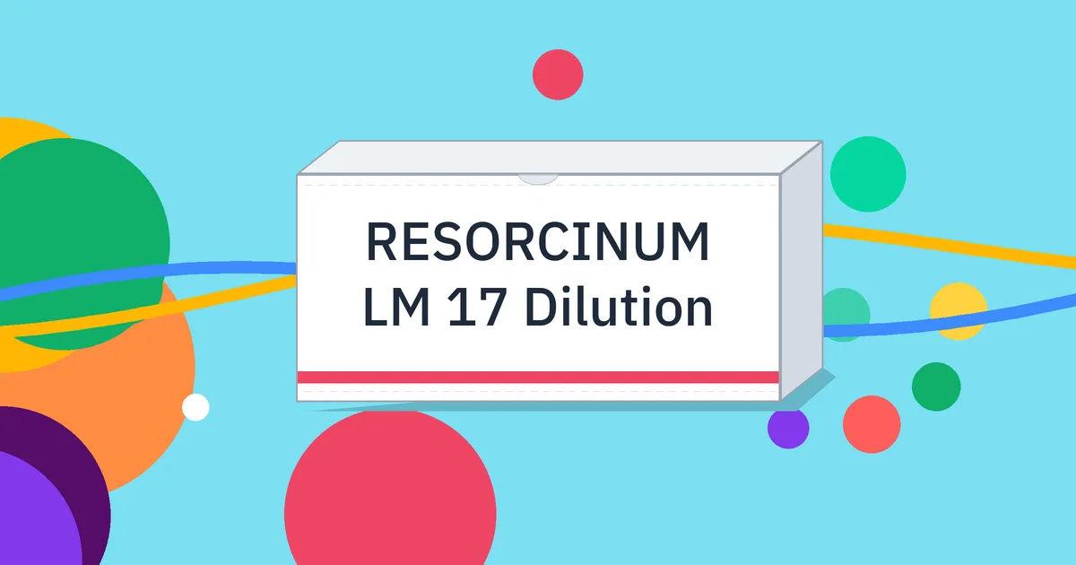Symbolbild: Packung mit der Aufschrift RESORCINUM LM 17 Dilution (PZN 13047196) – Verfügbarkeit und Bezug in Apotheken in Frankfurt am Main
