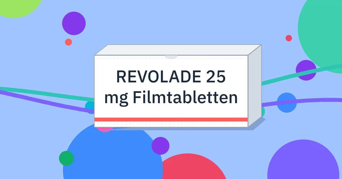 Symbolbild: Packung mit der Aufschrift REVOLADE 25 mg Filmtabletten (PZN 19525521) – Verfügbarkeit und Bezug in Apotheken in Frankfurt am Main