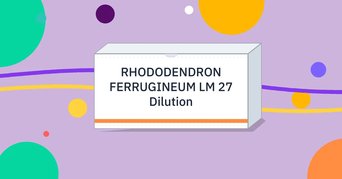 Symbolbild: Packung mit der Aufschrift RHODODENDRON FERRUGINEUM LM 27 Dilution (PZN 13051499) – Verfügbarkeit und Bezug in Apotheken in Frankfurt am Main