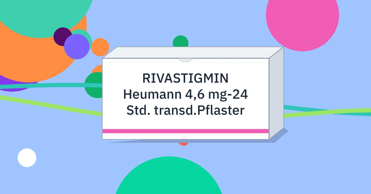 Symbolbild: Packung mit der Aufschrift RIVASTIGMIN Heumann 4,6 mg-24 Std. transd.Pflaster (PZN 09708479) – Verfügbarkeit und Bezug in Apotheken in Frankfurt am Main