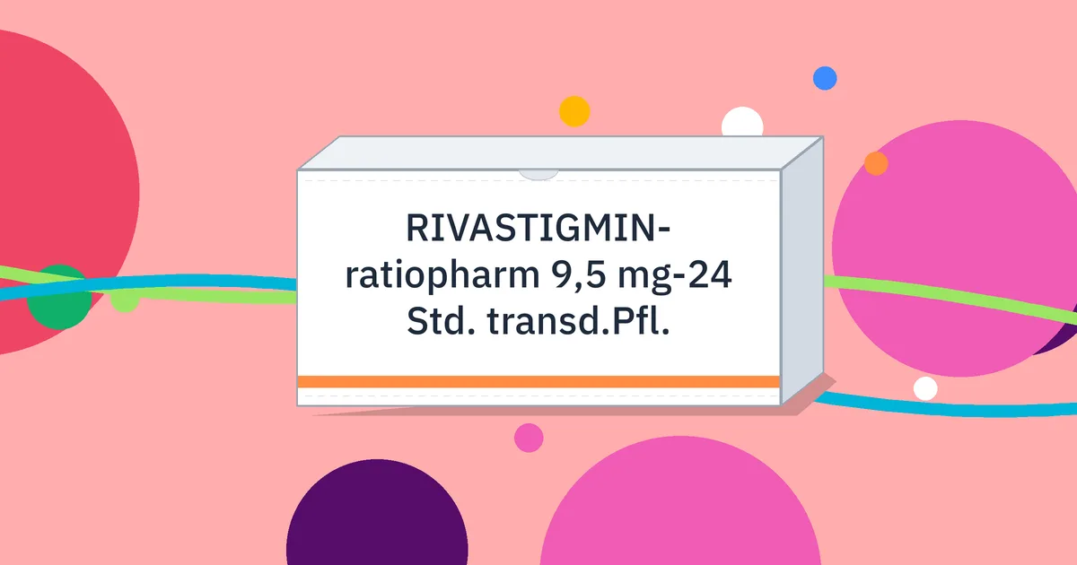 Symbolbild: Packung mit der Aufschrift RIVASTIGMIN-ratiopharm 9,5 mg-24 Std. transd.Pfl. (PZN 04706412) – Verfügbarkeit und Bezug in Apotheken in Frankfurt am Main