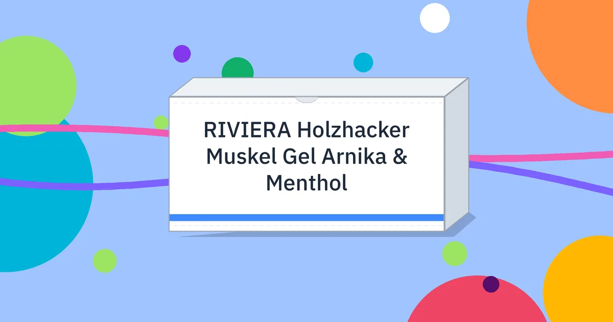 Symbolbild: Packung mit der Aufschrift RIVIERA Holzhacker Muskel Gel Arnika & Menthol (PZN 19302761) – Verfügbarkeit und Bezug in Apotheken in Frankfurt am Main