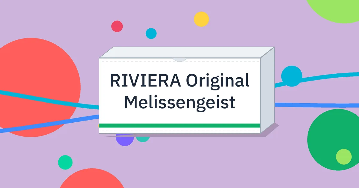 Symbolbild: Packung mit der Aufschrift RIVIERA Original Melissengeist (PZN 17522091) – Verfügbarkeit und Bezug in Apotheken in Frankfurt am Main