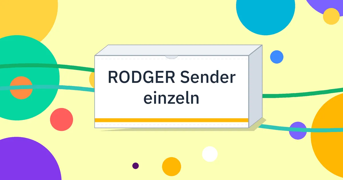 Symbolbild: Packung mit der Aufschrift RODGER Sender einzeln (PZN 20922842) – Verfügbarkeit und Bezug in Apotheken in Frankfurt am Main