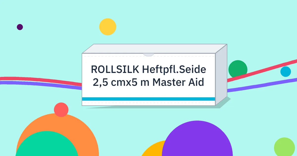 Symbolbild: Packung mit der Aufschrift ROLLSILK Heftpfl.Seide 2,5 cmx5 m Master Aid (PZN 20128831) – Verfügbarkeit und Bezug in Apotheken in Frankfurt am Main