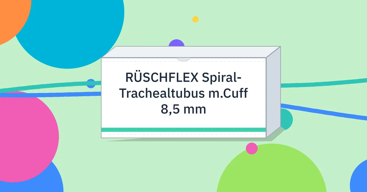 Symbolbild: Packung mit der Aufschrift RÜSCHFLEX Spiral-Trachealtubus m.Cuff 8,5 mm (PZN 12463768) – Verfügbarkeit und Bezug in Apotheken in Frankfurt am Main