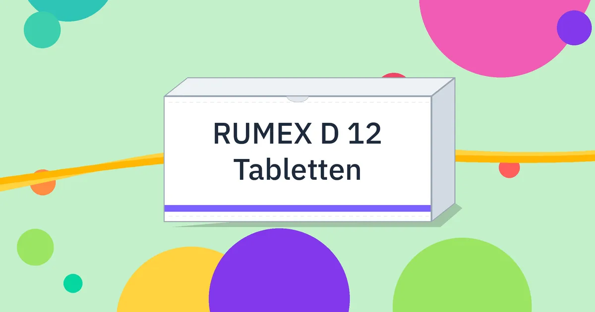 Symbolbild: Packung mit der Aufschrift RUMEX D 12 Tabletten (PZN 04234835) – Verfügbarkeit und Bezug in Apotheken in Frankfurt am Main