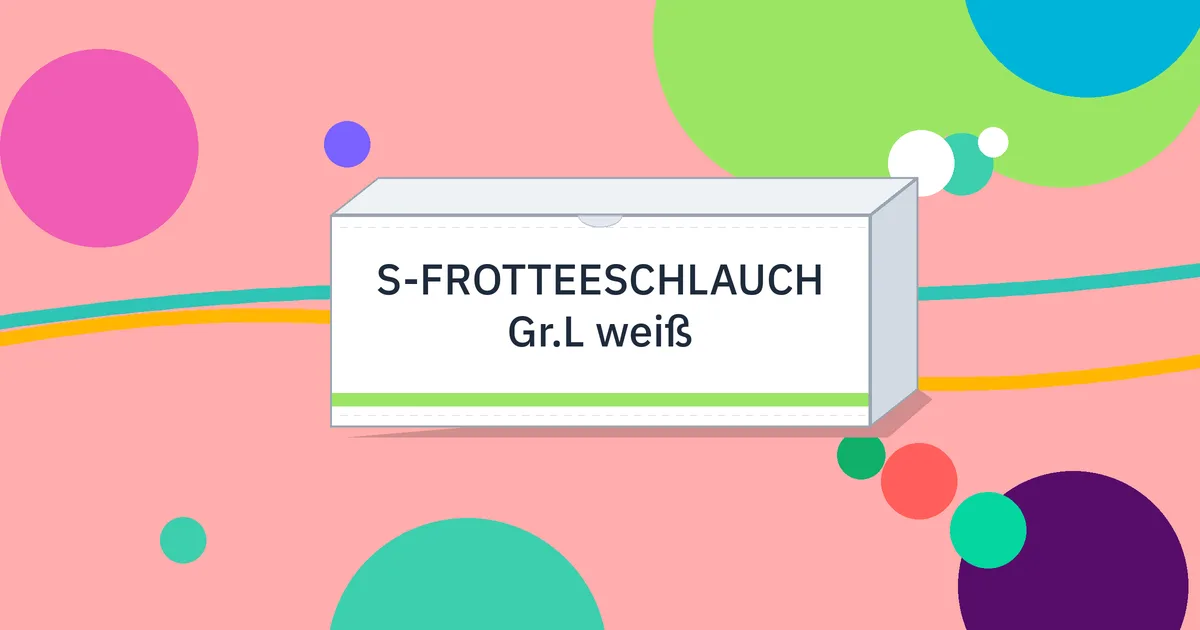 Symbolbild: Packung mit der Aufschrift S-FROTTEESCHLAUCH Gr.L weiß (PZN 18172552) – Verfügbarkeit und Bezug in Apotheken in Frankfurt am Main