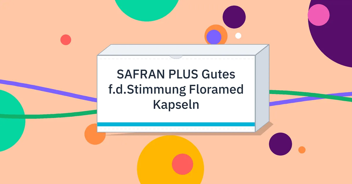 Symbolbild: Packung mit der Aufschrift SAFRAN PLUS Gutes f.d.Stimmung Floramed Kapseln (PZN 09476218) – Verfügbarkeit und Bezug in Apotheken in Frankfurt am Main