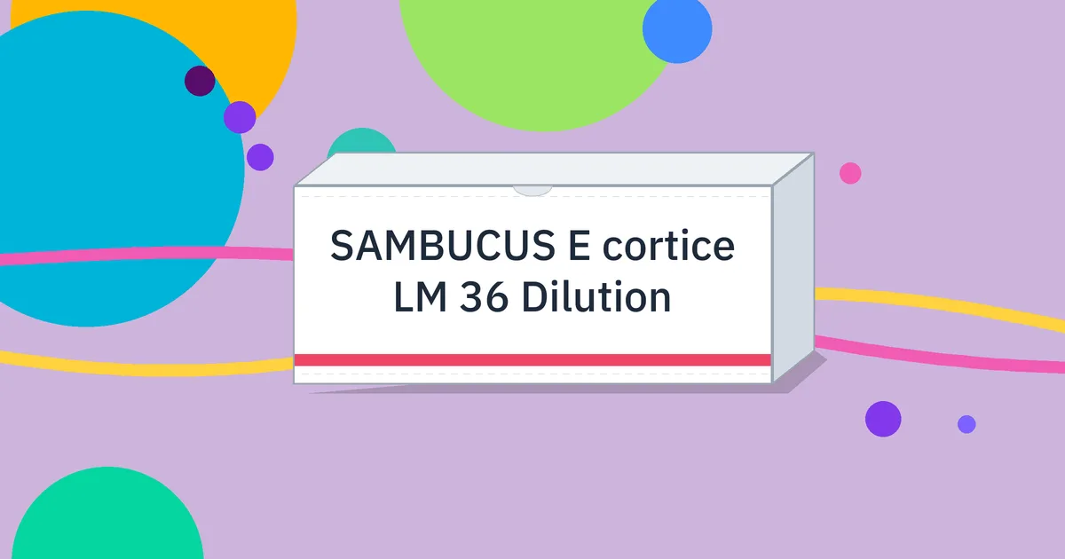 Symbolbild: Packung mit der Aufschrift SAMBUCUS E cortice LM 36 Dilution (PZN 13180216) – Verfügbarkeit und Bezug in Apotheken in Frankfurt am Main